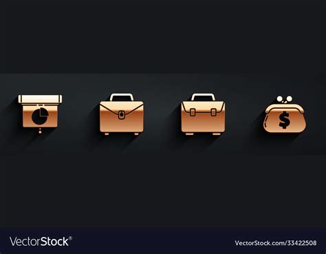set graph chart diagram infographic briefcase vector image