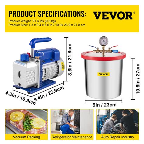 3 Gallon Stainless Steel Vacuum Degassing Chamber Kit 3cfm Vacuum Pump