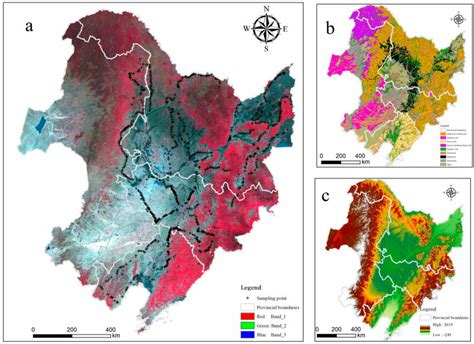 distribution map of sampling points a false color composite b