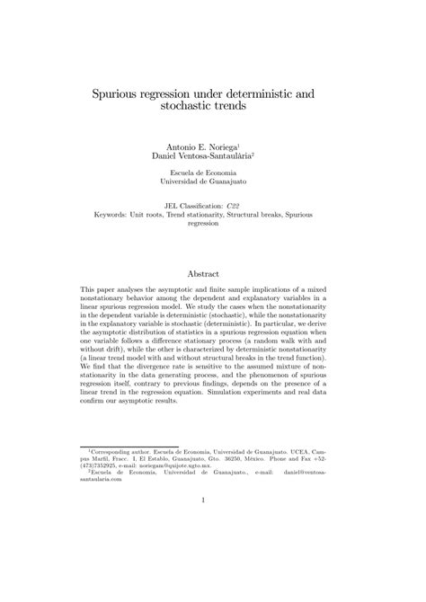 Pdf Spurious Regression Under Deterministic And Stochastic Trends