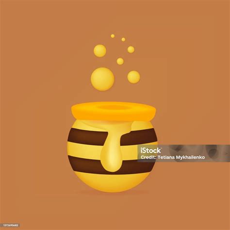 꿀 냄비 시럽흐름 순수한 꿀 액체 꿀벌 꿀이 풀 항아리에서 흘러나온다 닫힌 뚜껑 아래에서 황금빛 달콤한 액체가 흘러들어납니다 장식 배너 또는 포스터 양봉 제품 벡터