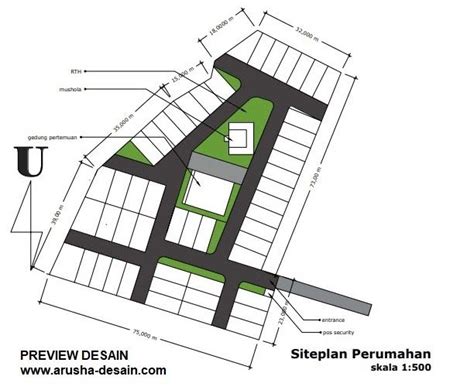 Desain Siteplan Gambar Perletakan Kavling Area Fasum Fasos Perumahan
