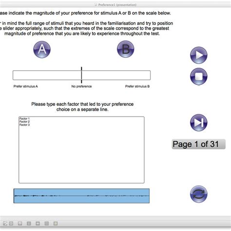 User Interface For The Preference Rating And Free Elicitation Test