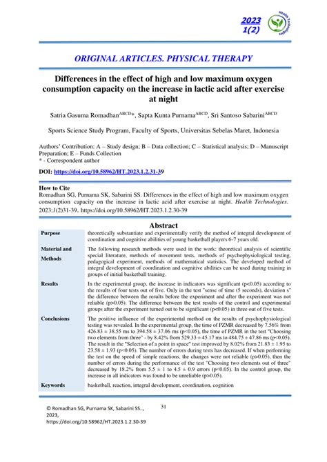 Pdf Differences In The Effect Of High And Low Maximum Oxygen