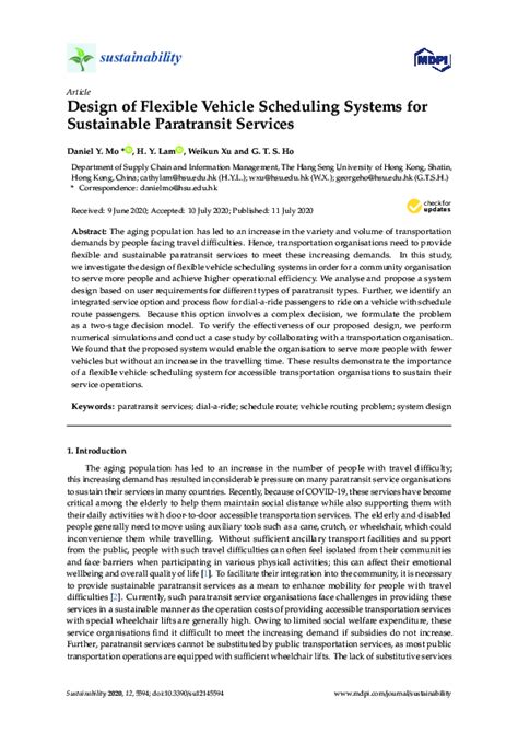 Pdf Design Of Flexible Vehicle Scheduling Systems For Sustainable