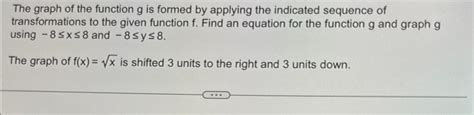 Solved The Graph Of The Function G ﻿is Formed By Applying
