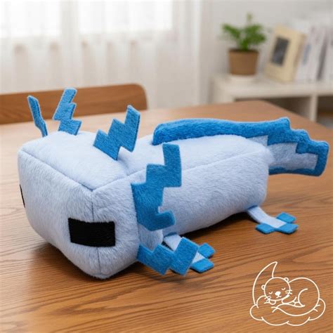 Rare Blue Axolotl Plush Minecraft Inspired Pixel Art Toy Blue