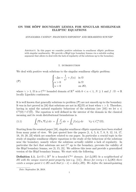 Pdf On The Höpf Boundary Lemma For Singular Semilinear Elliptic Equations