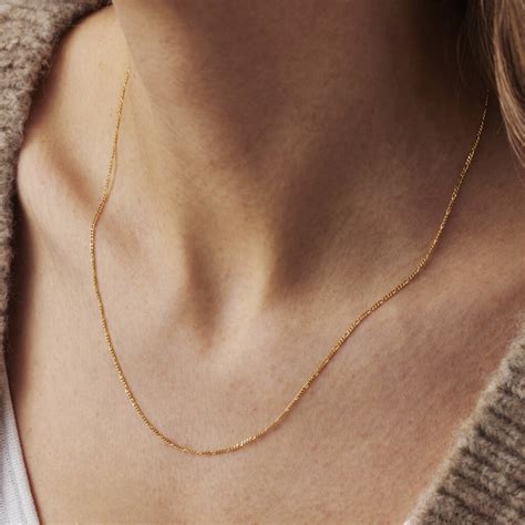 Solid 9ct Gold Figaro Chain Necklace By Posh Totty Designs