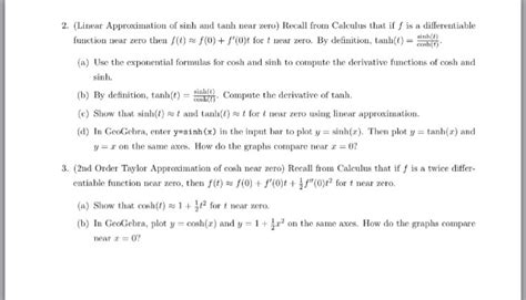Solved Directions The Hyperbolic Trigonometric Functions