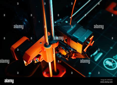 3d Printer Parts Extruder Isometric View Orange Elements Hot Plate Icons Prototype Design Stock