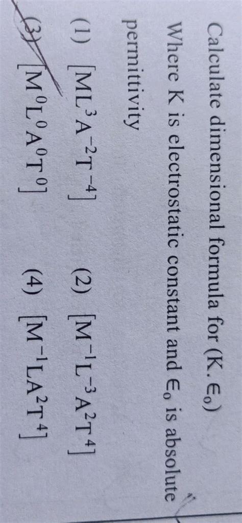 Calculate Dimensional Formula For Ke₀ Studyx
