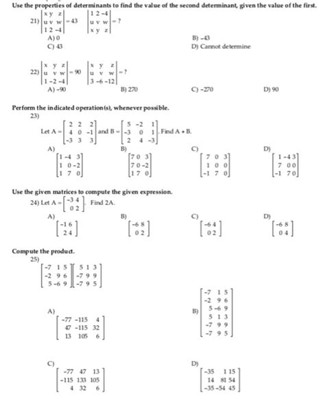 solved use the properties of determinants to find the value