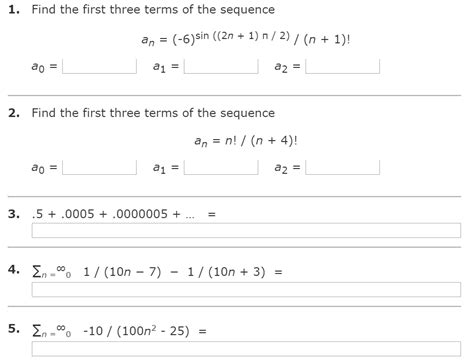solved find the first three terms of the sequence