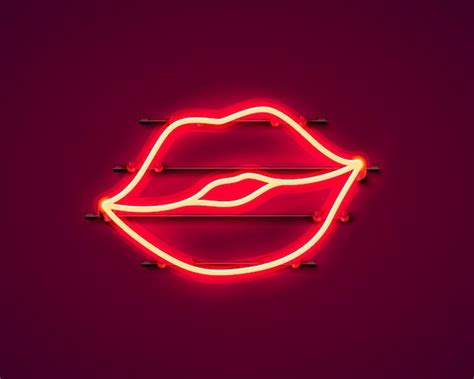 Premium Vector Neon Kiss Label Sticker Red Sexy Symbol Banner Vector Illustration