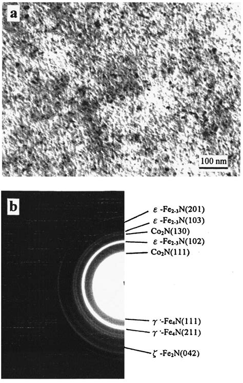 Tem Micrograph And Electron Diffraction Pattern Of Fe 09 Co 01 77 Download Scientific