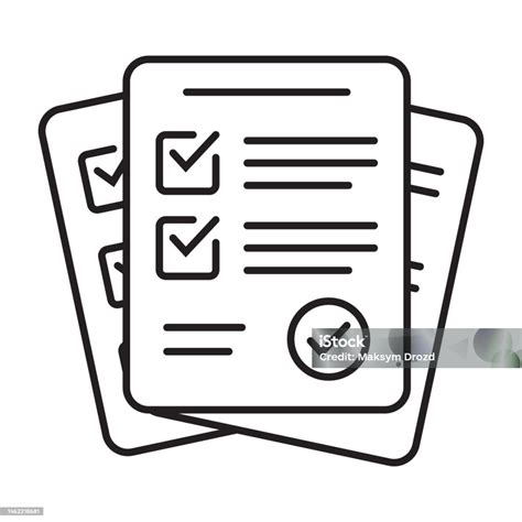 설문 조사 아이콘입니다 설문지 체크리스트 양식 체크리스트가있는 간단한 설문 조사 또는 종이 시험 체크 표시가 있는 문서를 보고합니다 0명에 대한 스톡 벡터 아트 및 기타