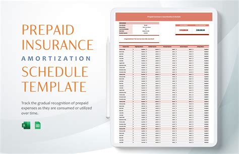 Prepaid Insurance Amortization Schedule Template