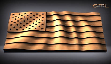 3d Stl Model Flag Usa For Cnc Router Engraver Carving Machine Etsy