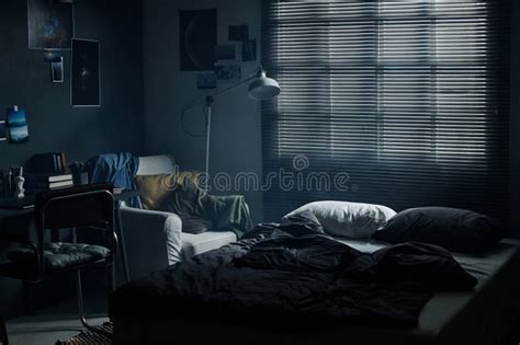 Part Of Spacious Bedroom With Double Bed Standing By Large Window Stock Image Image Of Object