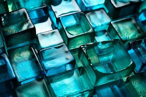 Premium Ai Image Blue Abstract Glass Tile Background