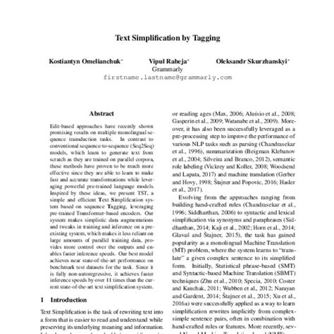 Text Simplification By Tagging Acl Anthology