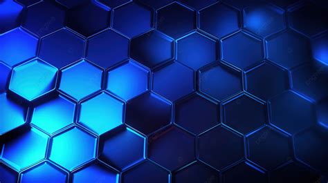 Metallic Honeycomb Background Abstract Blue Geometric Hexagon With Dot Pattern And Light Effect