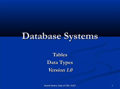 Database Tables And Data Types Ppt