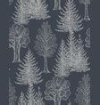 Tree Sketch Hand Drawn Style Types Green Vector Image