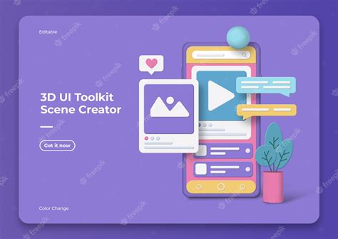 Premium Psd 3d Ui Toolkit Scene Creator Mockup