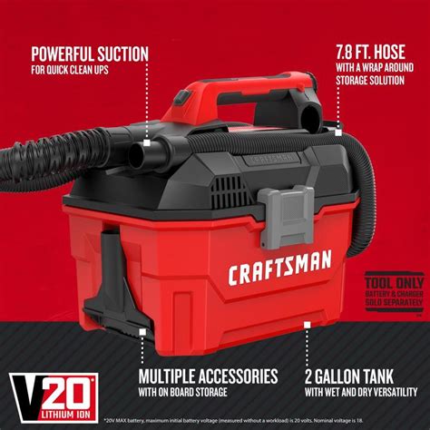 Craftsman V20 20 Volt Max 2 Gallon Cordless Portable Wetdry Shop