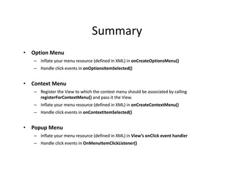 Lecture Menus Pdf Of Mobile Application Development PPT