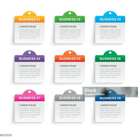 9 개의 데이터 템플릿이있는 인포 그래픽 사각형 종이 인덱스 벡터 일러스트 추상 배경입니다 워크플로 레이아웃 비즈니스 단계 배너 웹 디자인에 사용할 수 있습니다 0명에 대한