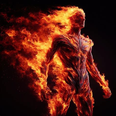 Premium Photo Human Body Made Of Fire And Smoke Isolated On Dark