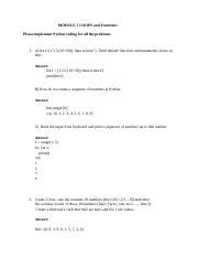 Assignment Module Docx MODULE LOOPS And Functions Please Implement Python Coding For All