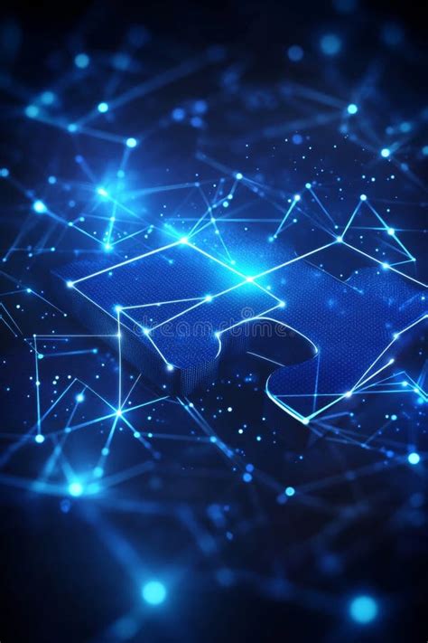 Digital Puzzle Piece On Blue Technology Background An Abstract Concept Of Problem Solving Stock