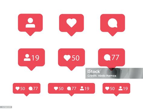 말풍선의 소셜 미디어 알림 아이콘 좋아요 사랑 댓글 팔로워 아이콘 기호 채팅 거품 소셜 네트워크 게시물 반응 컬렉션 세트처럼 벡터 일러스트 레이 션 피드백에 대한 스톡 벡터