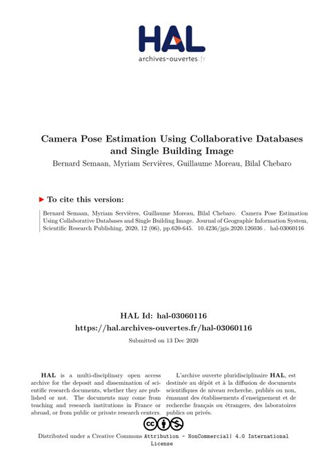 Pdf Camera Pose Estimation Using Collaborative Databases And Single