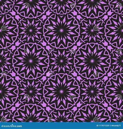 Vector Seamless Purple Floral Mandala Pattern Stock Vector