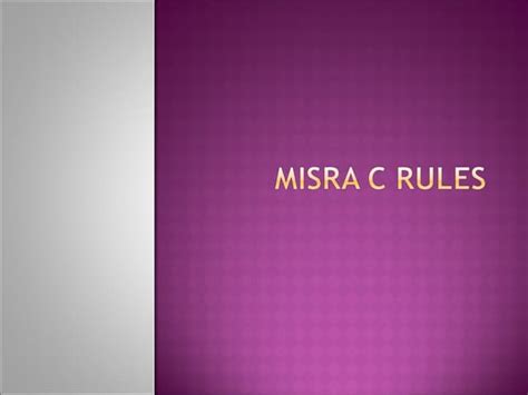 Misra C Rules Ppt