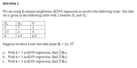 Solved Question We Are Using K Nearest Neighbours KNN Chegg