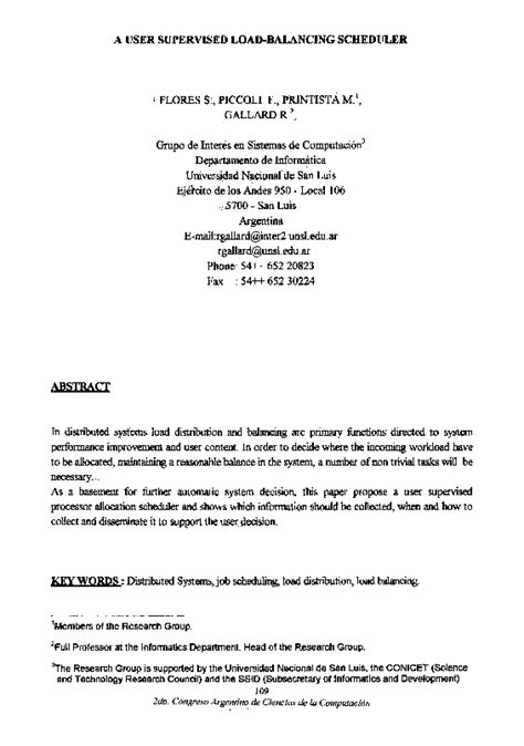 Pdf A User Supervised Load Balancing Scheduler