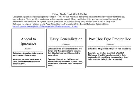 Jessica Silva Fallacy Study Guide Fallacy Study Guide Flash Cards