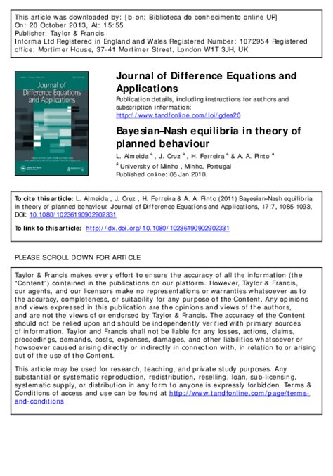 Pdf Bayesian Nash Equilibria In Theory Of Planned Behaviour