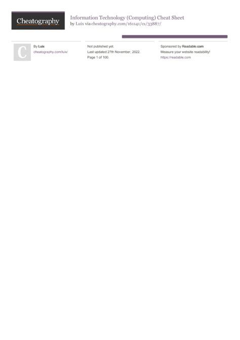 Information Technology Computing Cheat Sheet By Luix Download Free