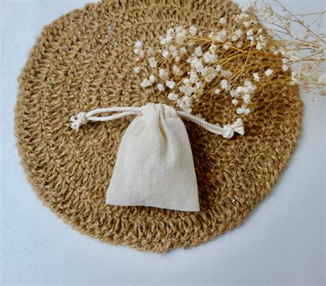 Еко мішечок з бавовни мішок для зберігання аксесуарів та прикрас шнур бавовняний 9х7 см бежевий