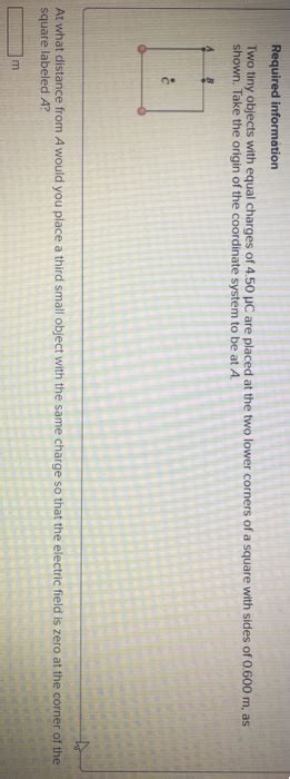 Solved Required Information Two Tiny Objects With Equal Chegg