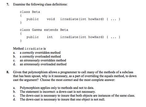 Solved Examine The Following Class Definitions Class Beta