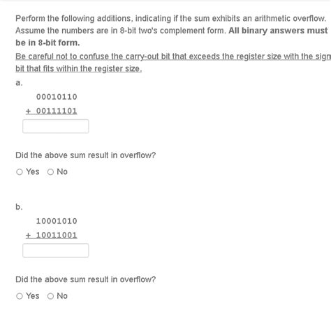 Solved Perform The Following Additions Indicating If The Chegg