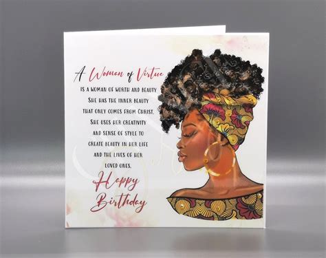 Woman Of Virtue Black Woman Happy Birthday Black Greeting Card